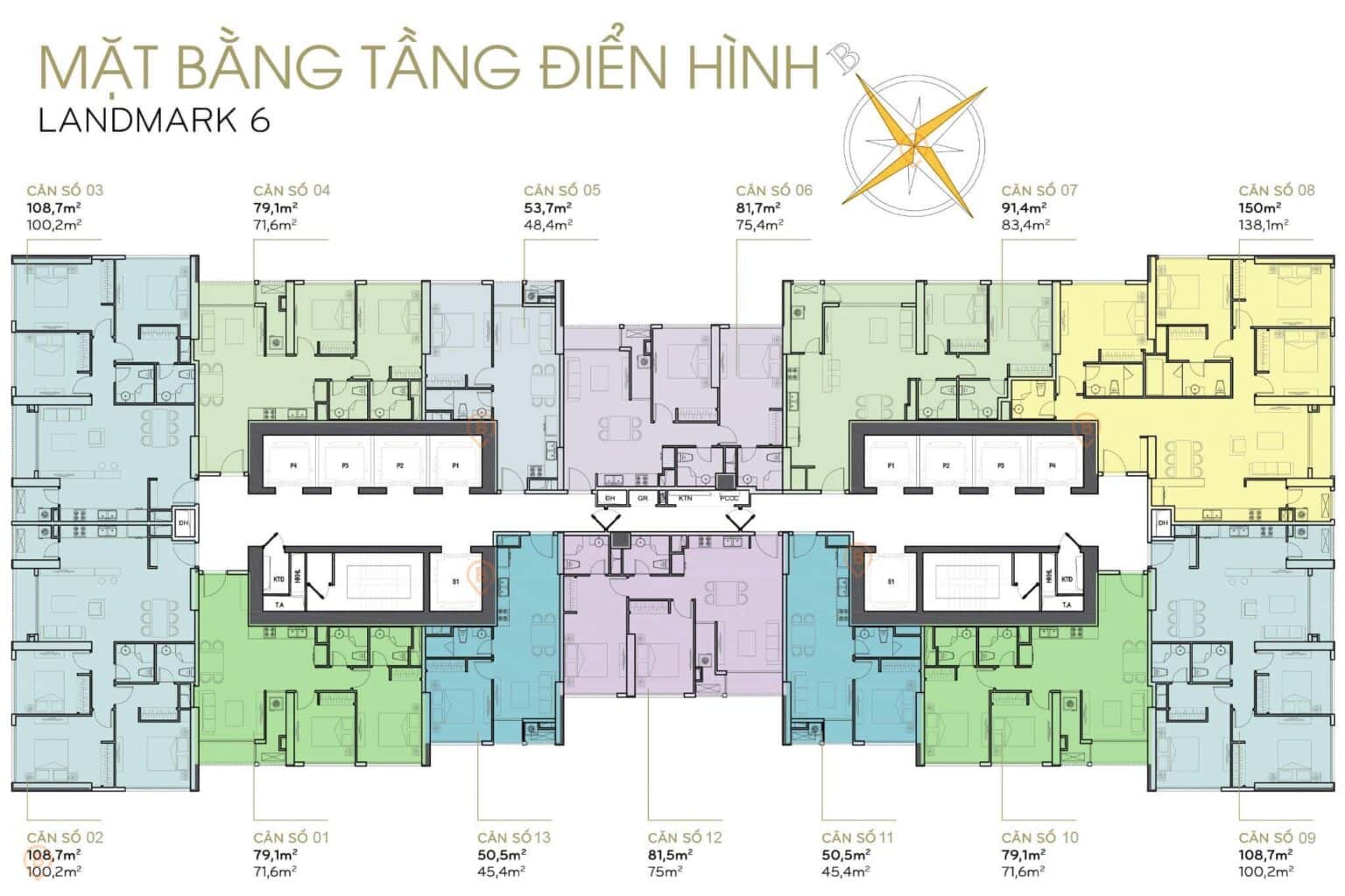 Mặt bằng Landmark 6 Vinhomes Central Park